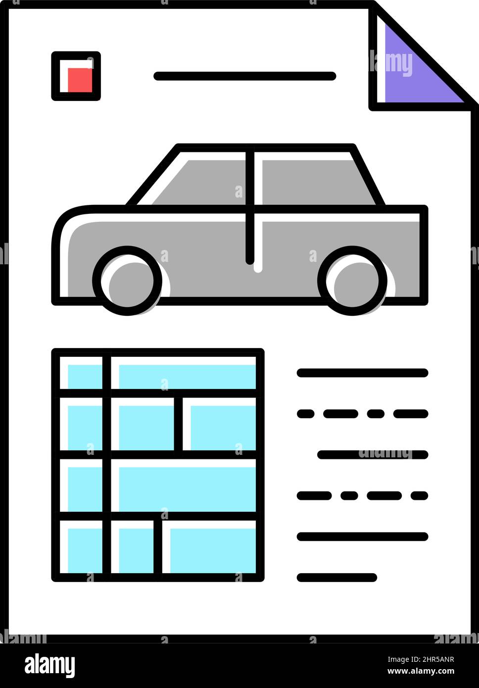 car characteristics paper list color icon vector illustration Stock ...