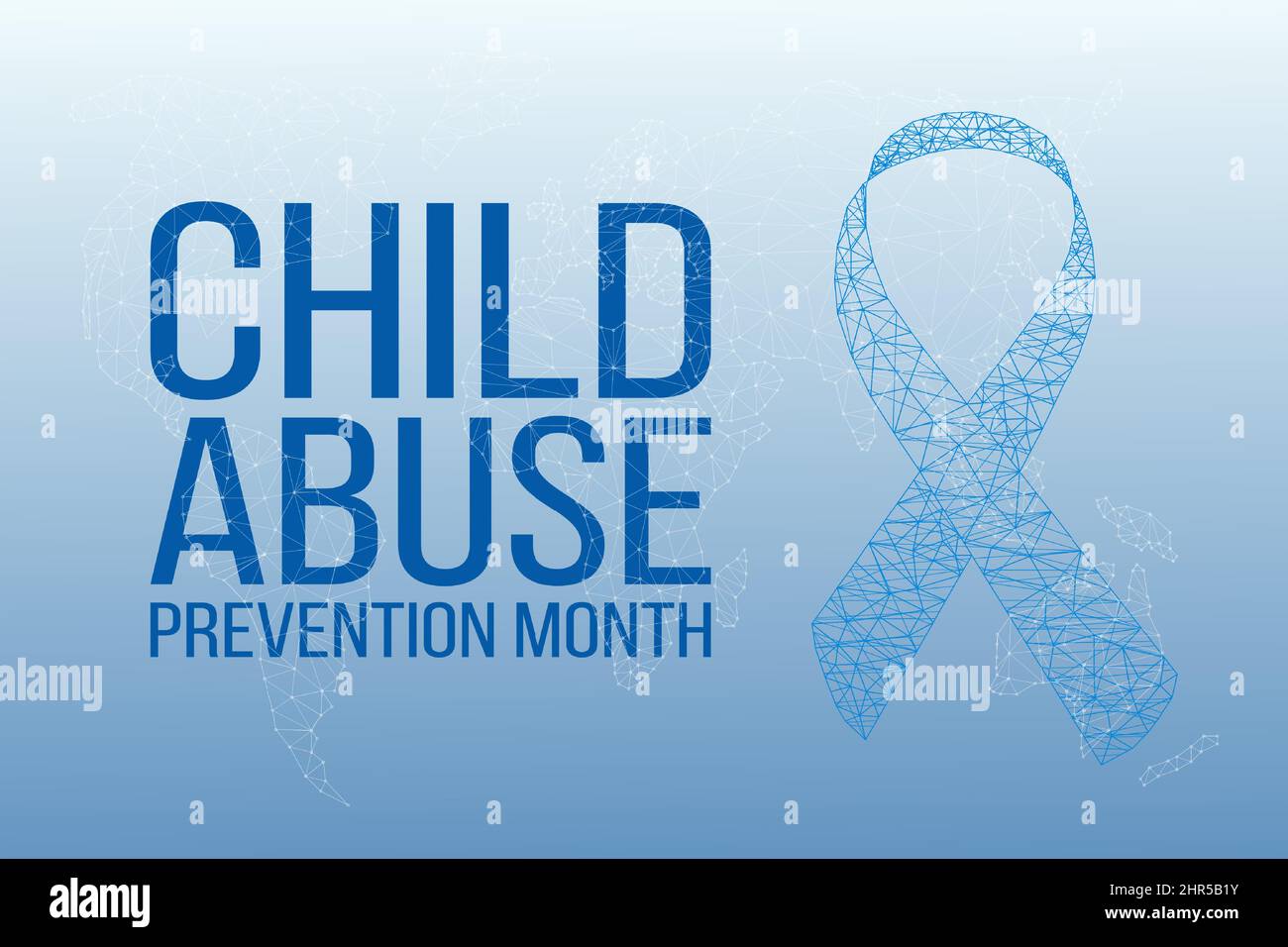 Child Abuse Prevention Month concept. Banner with blue ribbon awareness ...