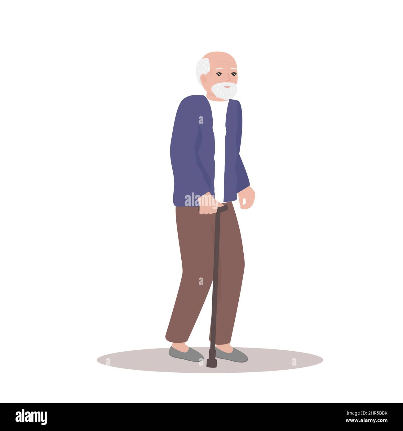 Exhausted Old Man Walking Cane Stock Vector Images Alamy
