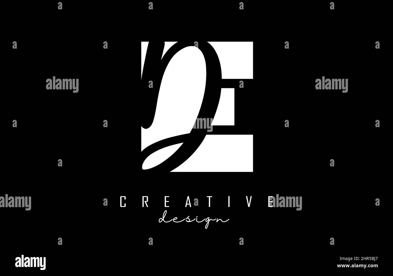 Black and white ED Letters logo with negative space. Letters E and D ...
