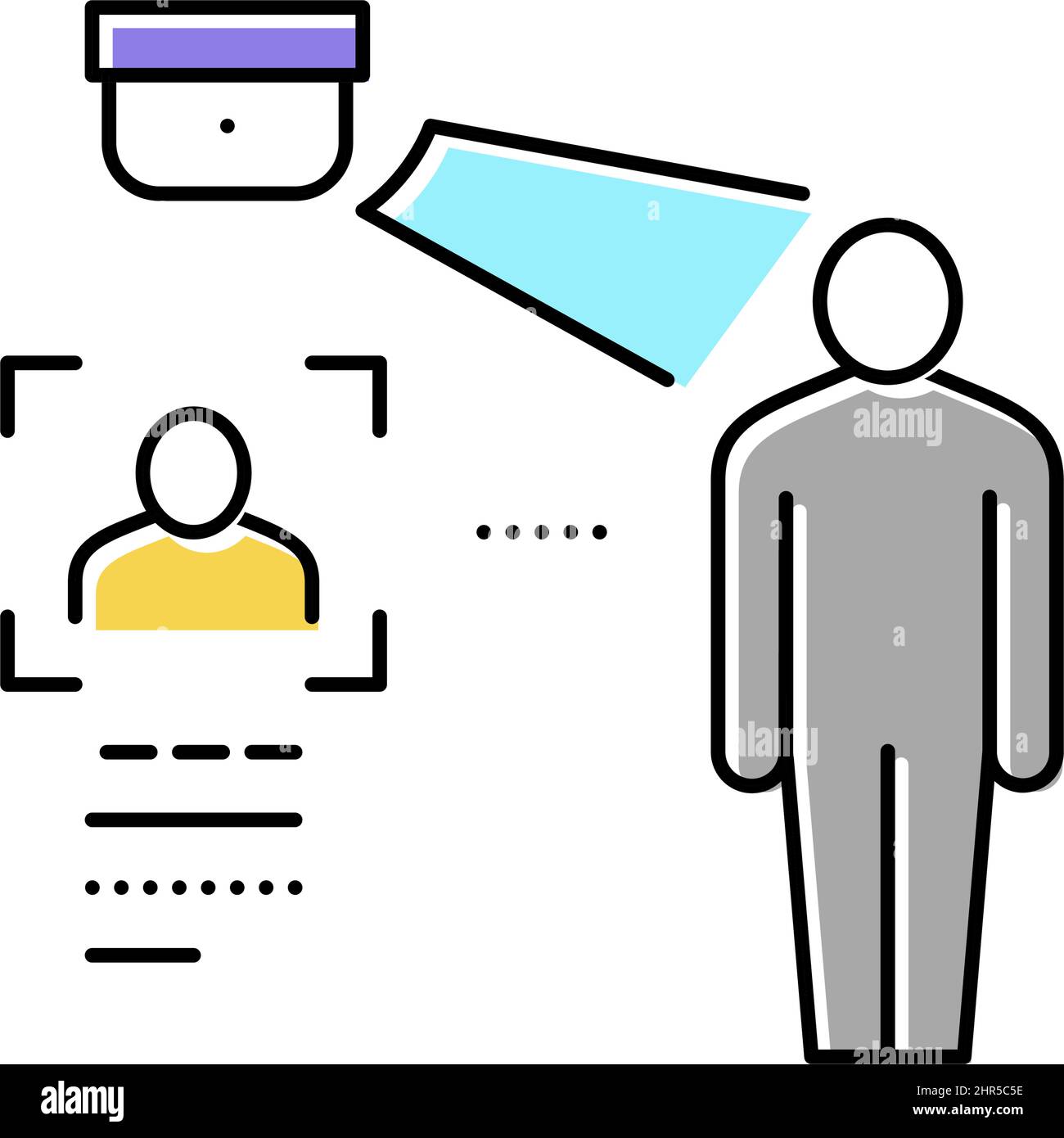 video camera with face id technology color icon vector illustration ...