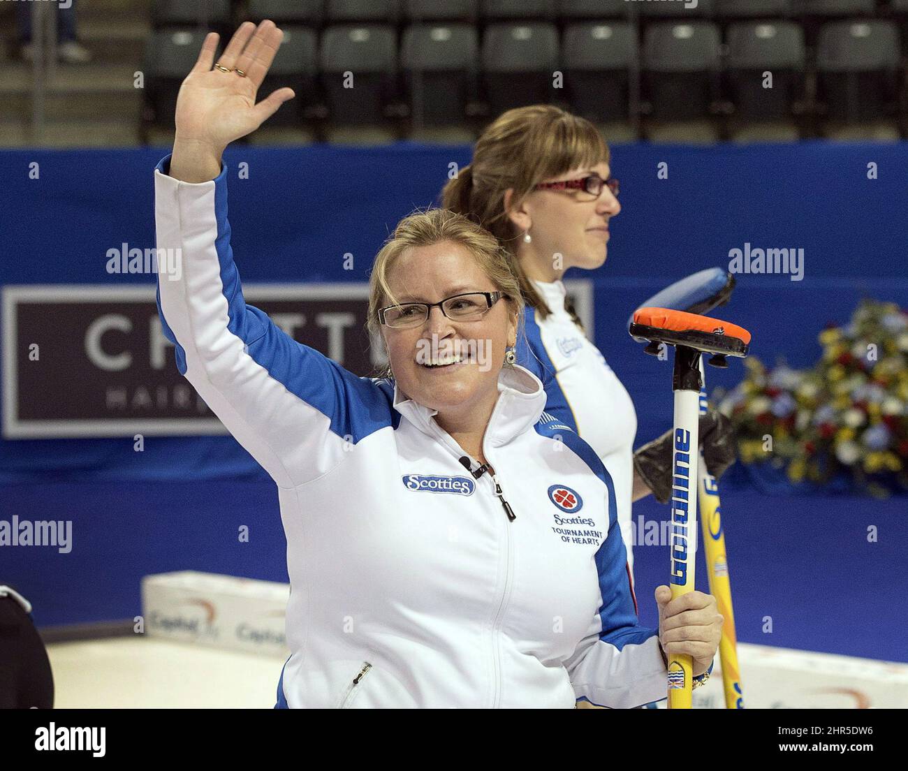 British Columbia skip Kelly Scott waves to the crowd after defeating ...