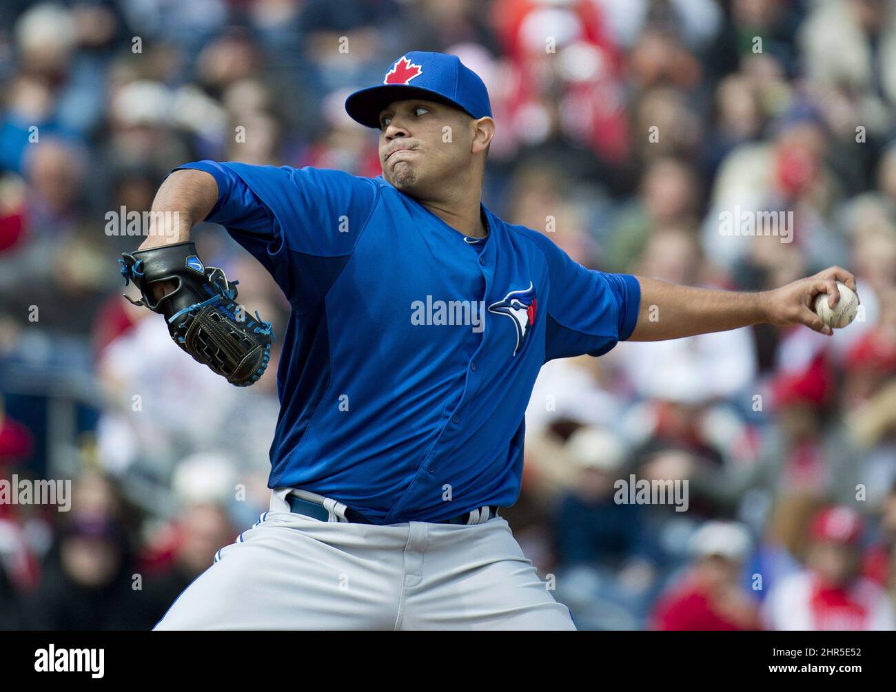 Toronto Blue Jays starting pitcher Ricky Romero pitches against the ...