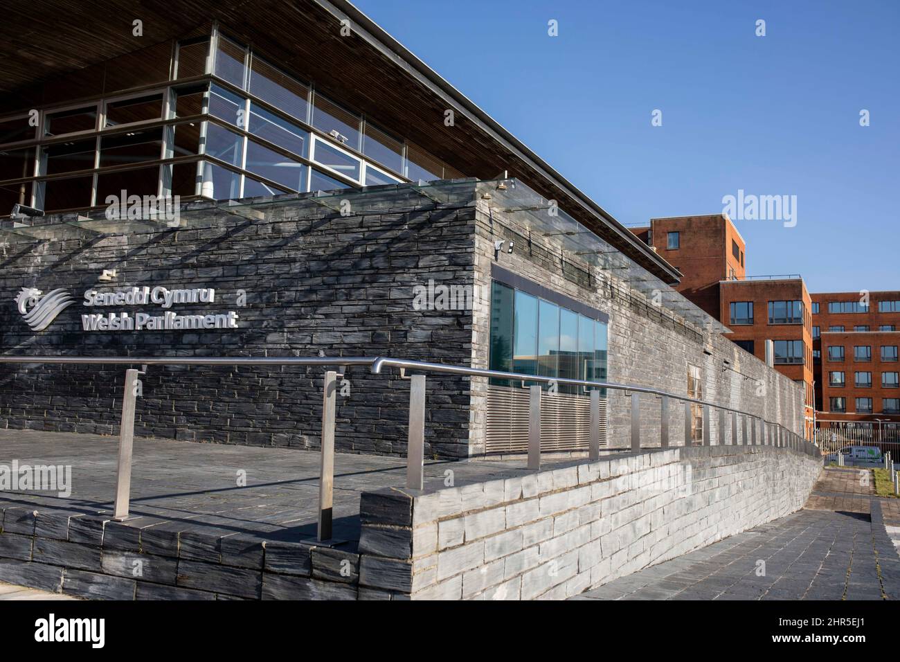 The Senedd Cymru Welsh Parliament building in Cardiff Bay, February ...
