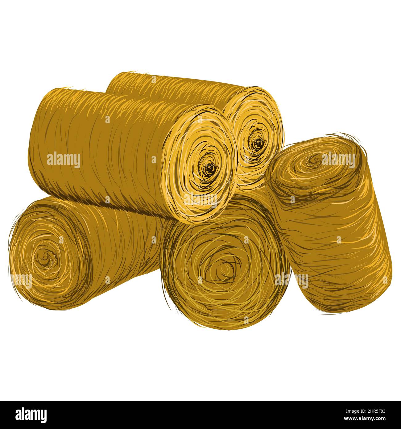 Isolated image of hay bales, straw on white background Stock Vector ...