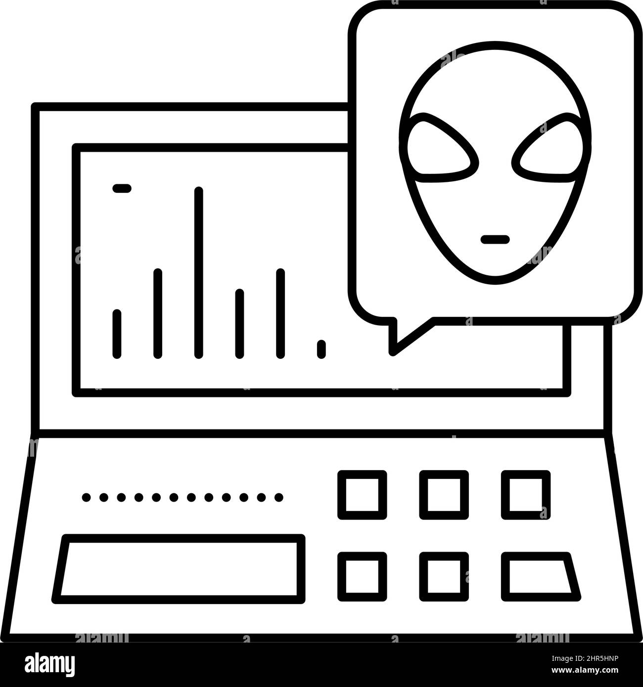 alien space laptop line icon vector illustration Stock Vector Image ...