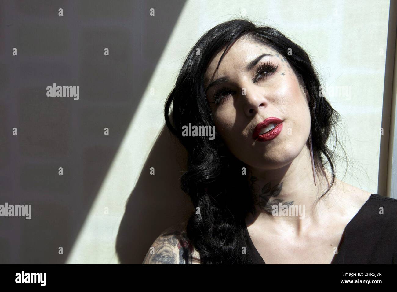 Tattoo artist Kat Von D is seen during an interview with The Canadian ...