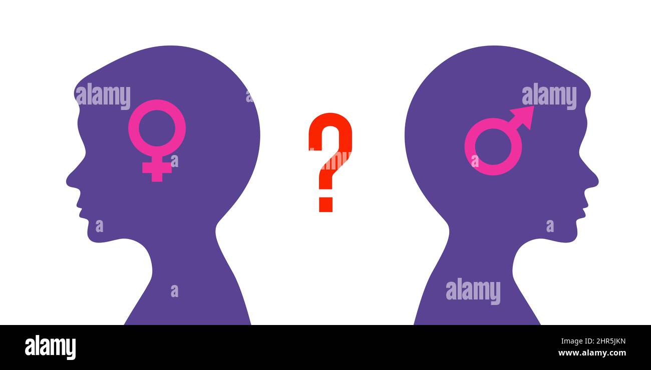 Problem of gender choice for person in modern society. Silhouette ...