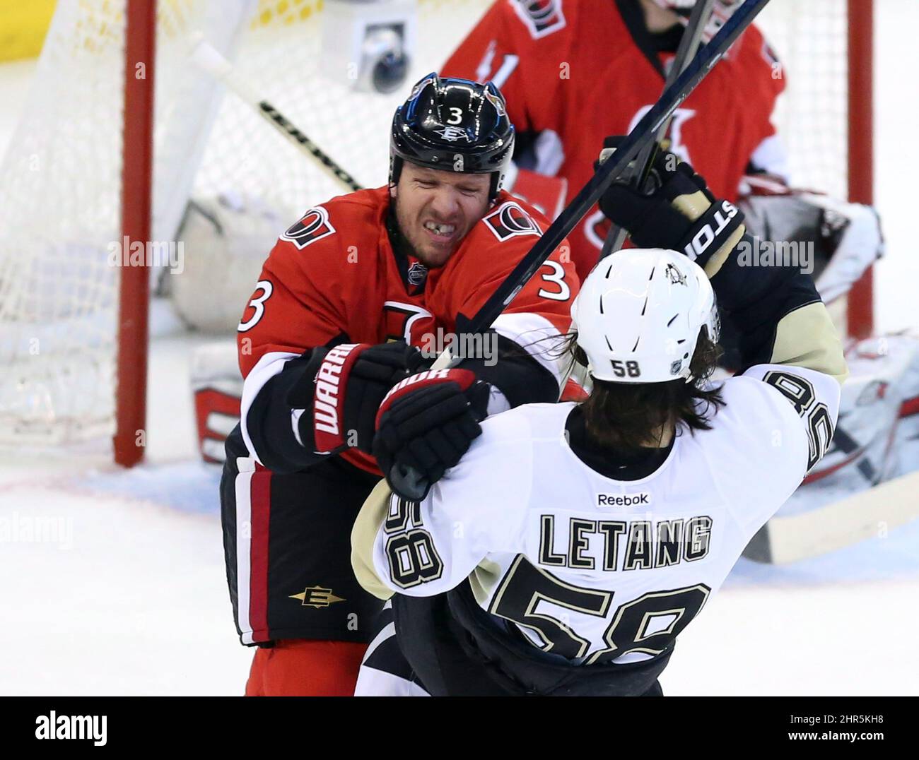 Ottawa Senators Marc Methot (3) and Pittsburgh Penguins Kris Letang ...