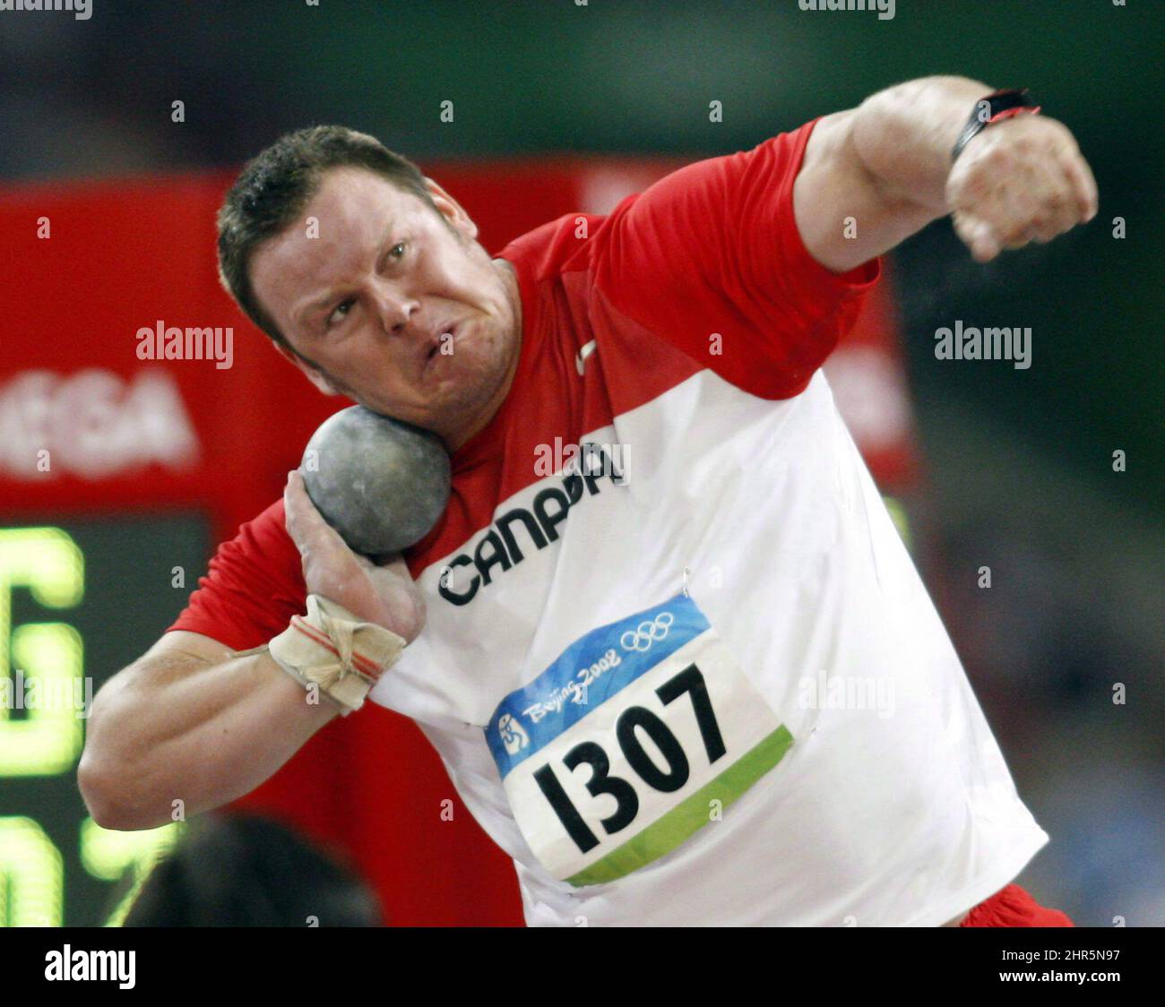 Canada's Dylan Armstrong, from Kamloops, B.C., throws during the shot ...