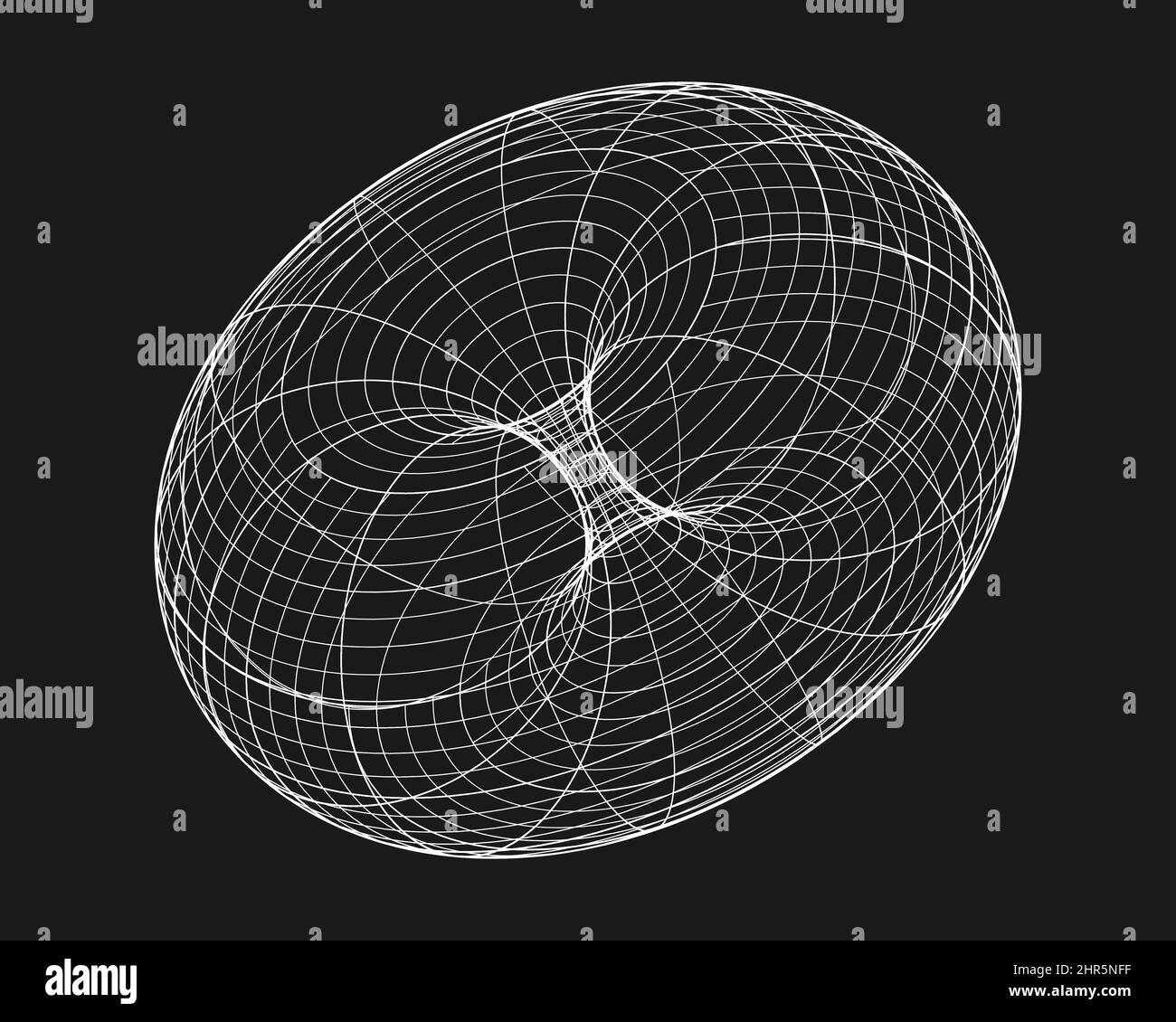 Cyber distorted shape, retro punk design element. Wireframe wave ...