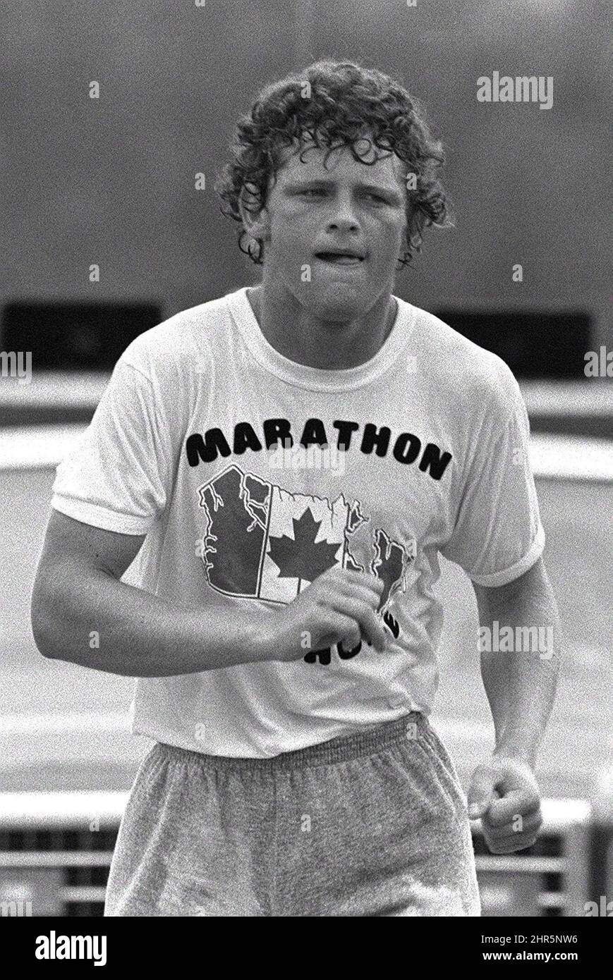 Terry Fox continues his Marathon of Hope run across Canada in this Aug ...