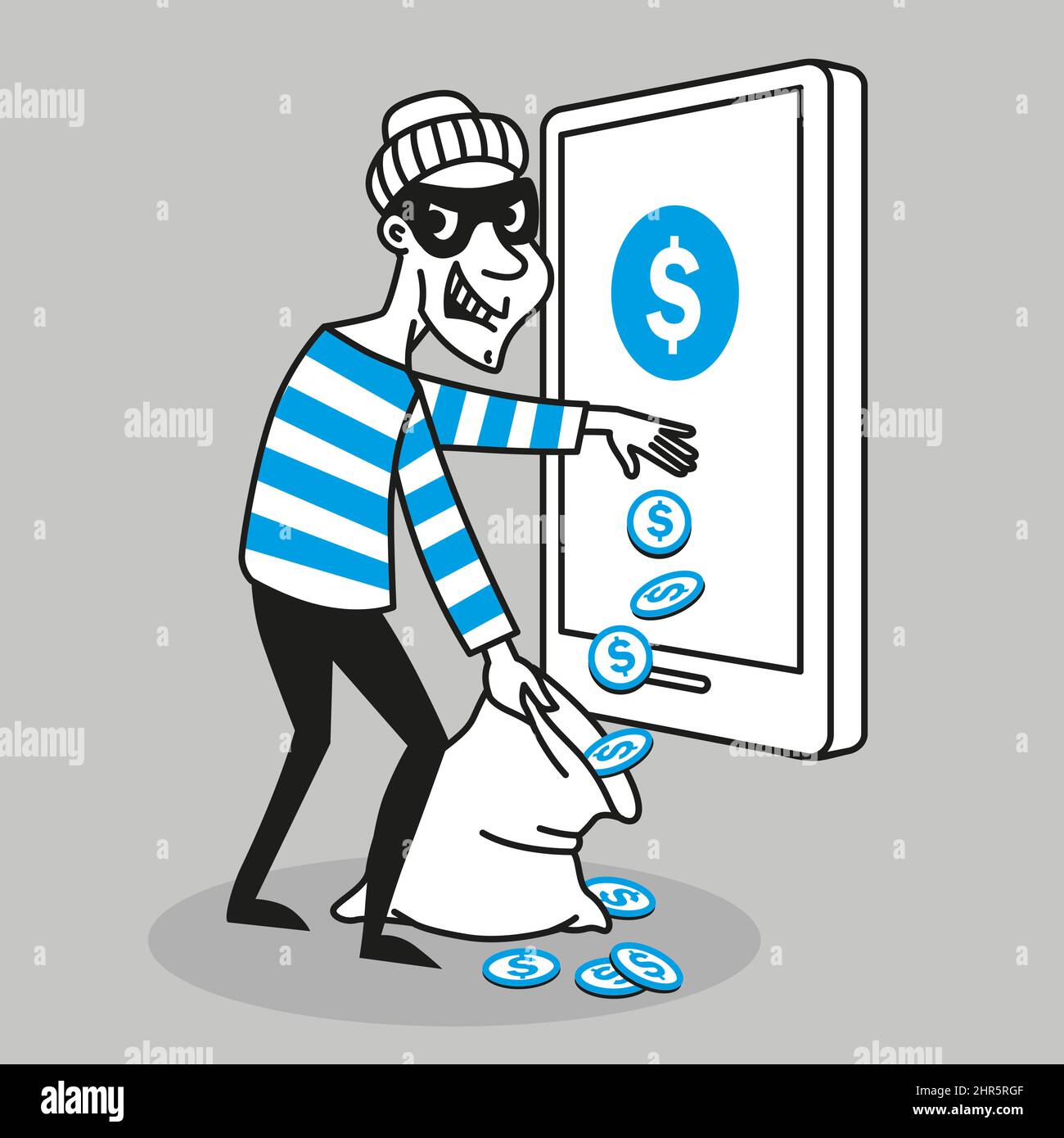 Vector concept. Cyber Thief steals personal data and funds from a ...