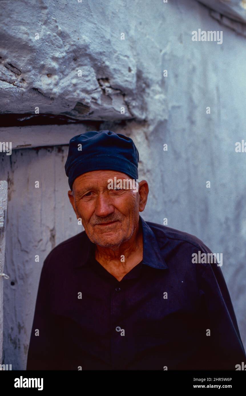 Portrait of old man, Crete, Greece, 1980s Stock Photo - Alamy