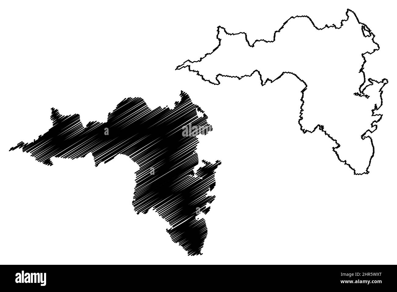 Achill island (Republic of Ireland) map vector illustration, scribble ...