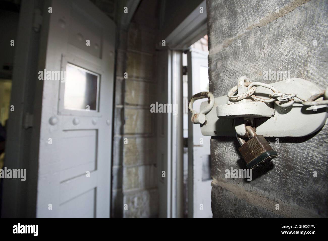 An ancient locking mechanism on the exit from Kingston Penitentiary in ...