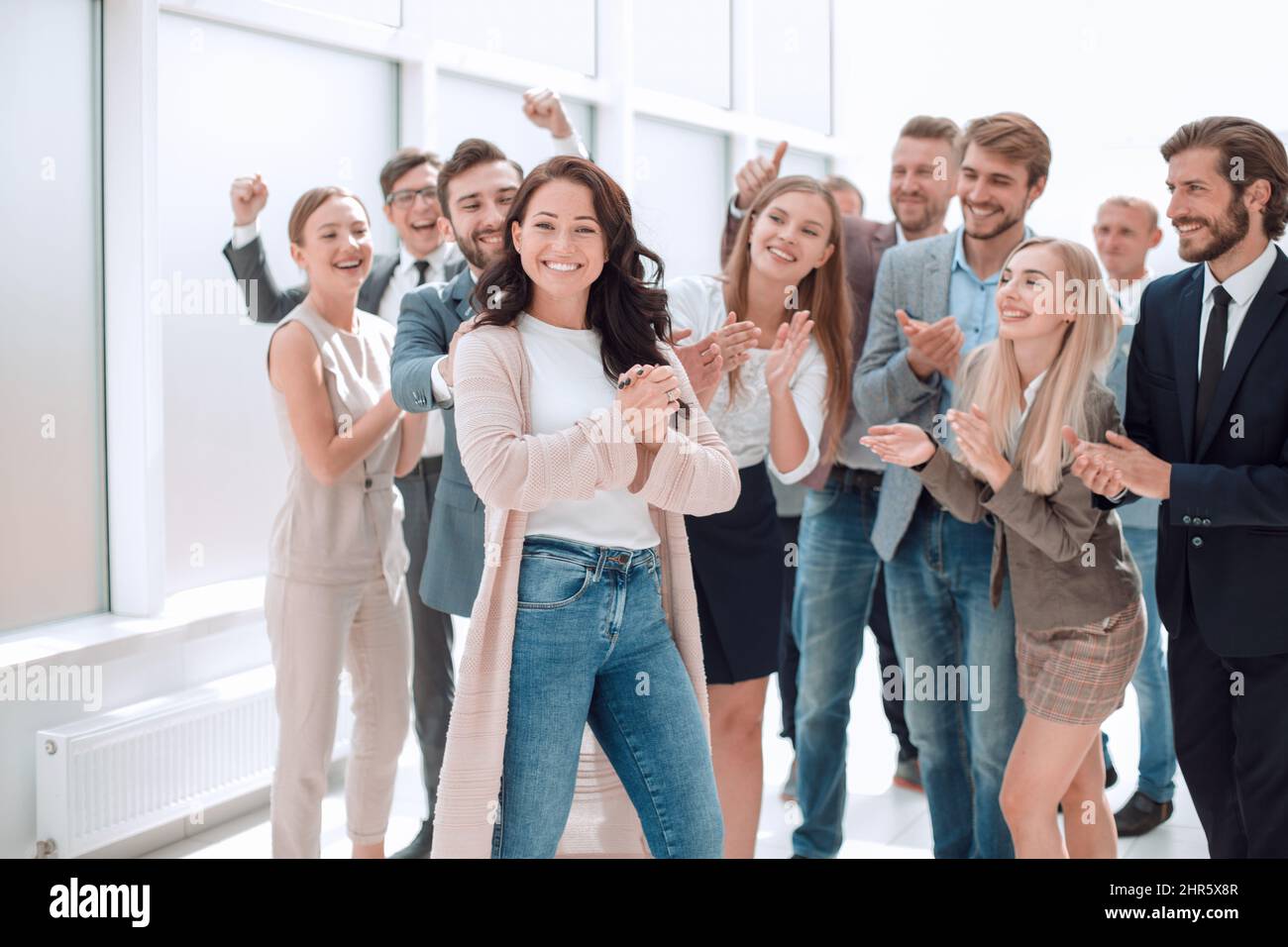 business team congratulating their leader. success concept Stock Photo ...