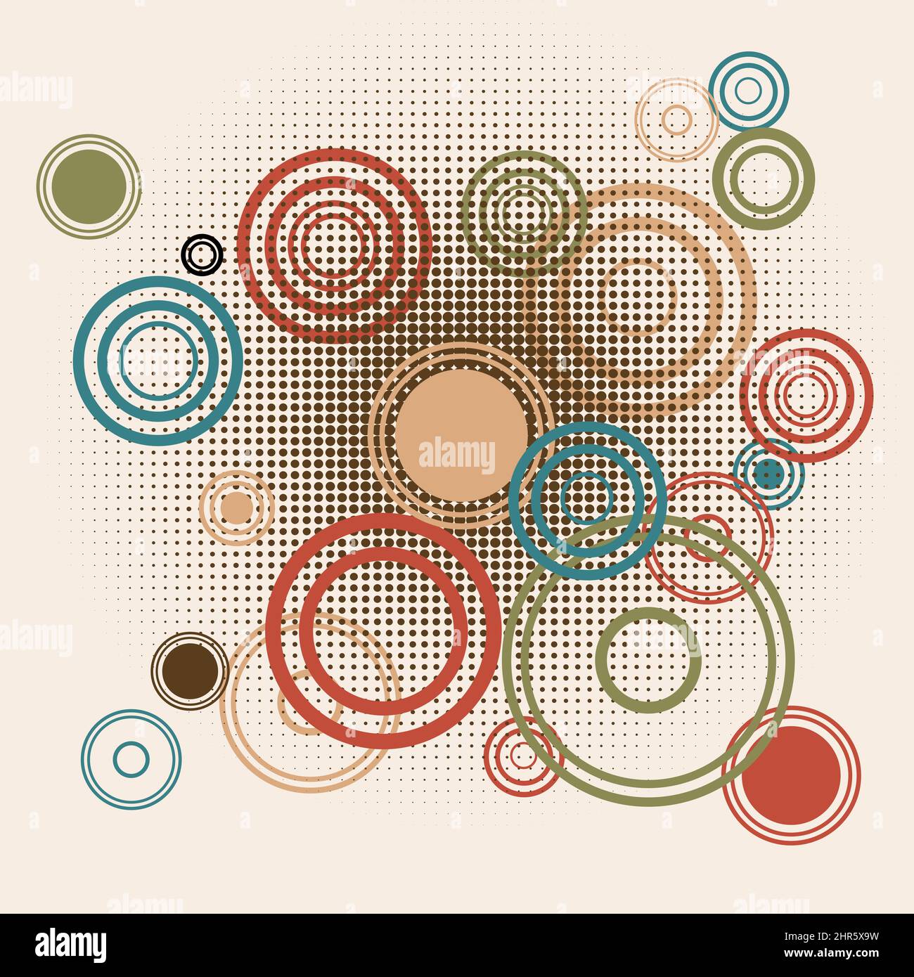 Vintage geometric background with circles and dots Stock Vector Image ...