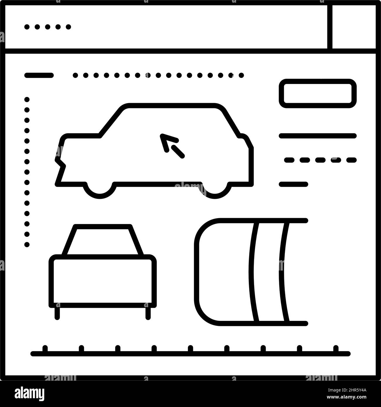 design development and car appearance line icon vector illustration ...