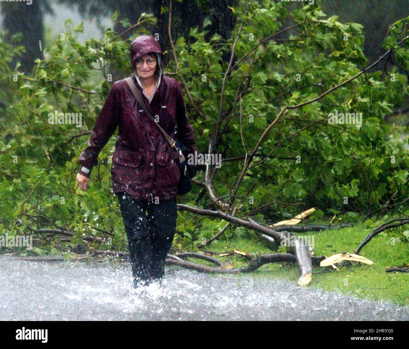 A pedestrian walks in downtown Halifax. Hurricane Juan, which was ...