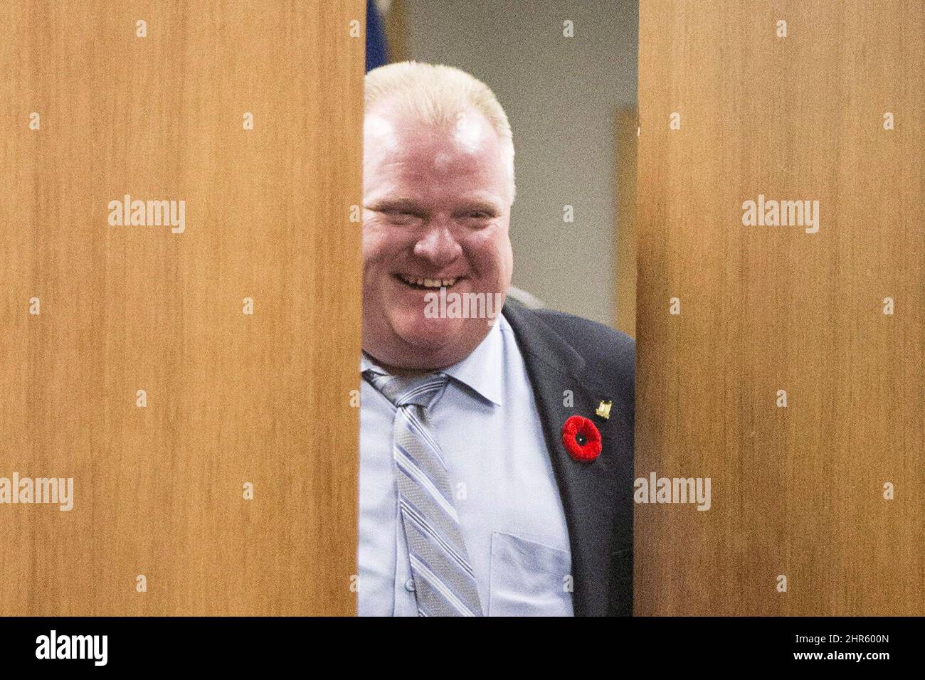 Toronto City Mayor Rob Ford sees out a visitor to his office at Toronto ...