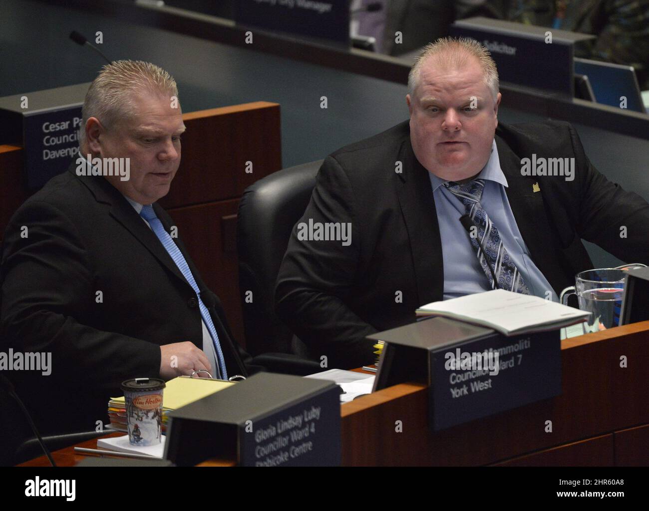 Mayor Rob Ford and his brother Councillor Doug Ford, left) are shown at ...