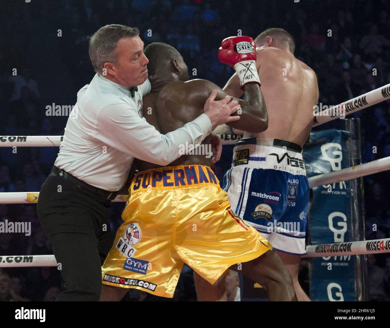 The referee steps in to stop the fight as Adonis Stevenson of Montreal ...