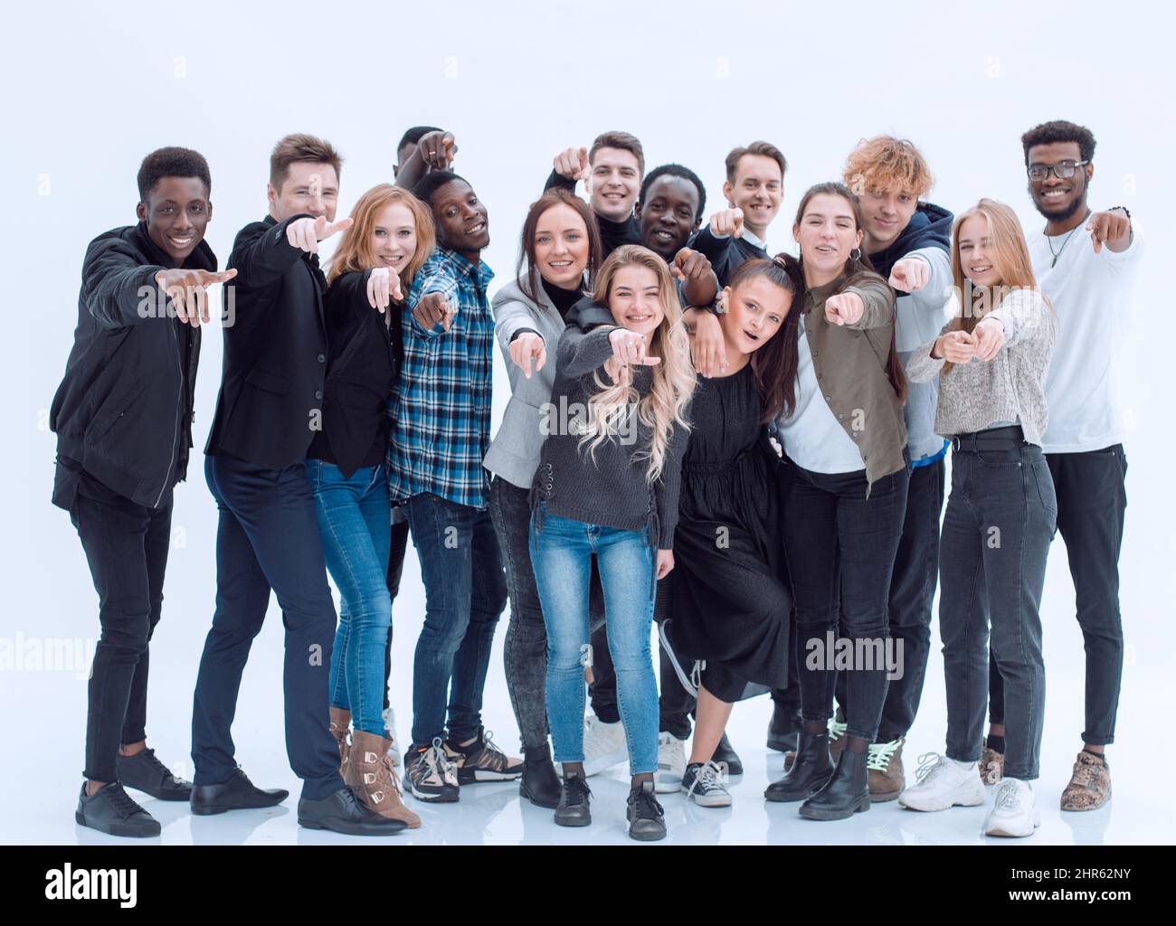 young people are showing forward Stock Photo - Alamy