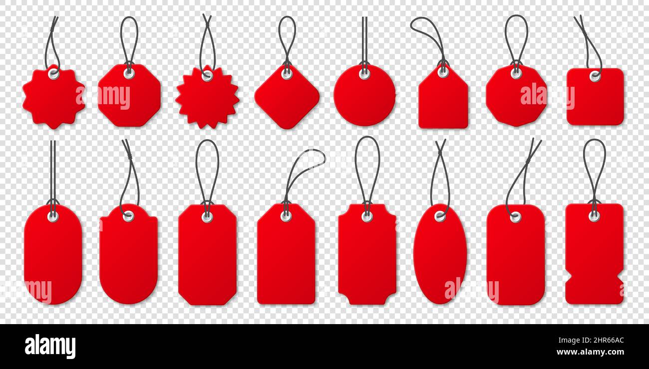 Realistic red price tags collection. Special offer or shopping discount ...