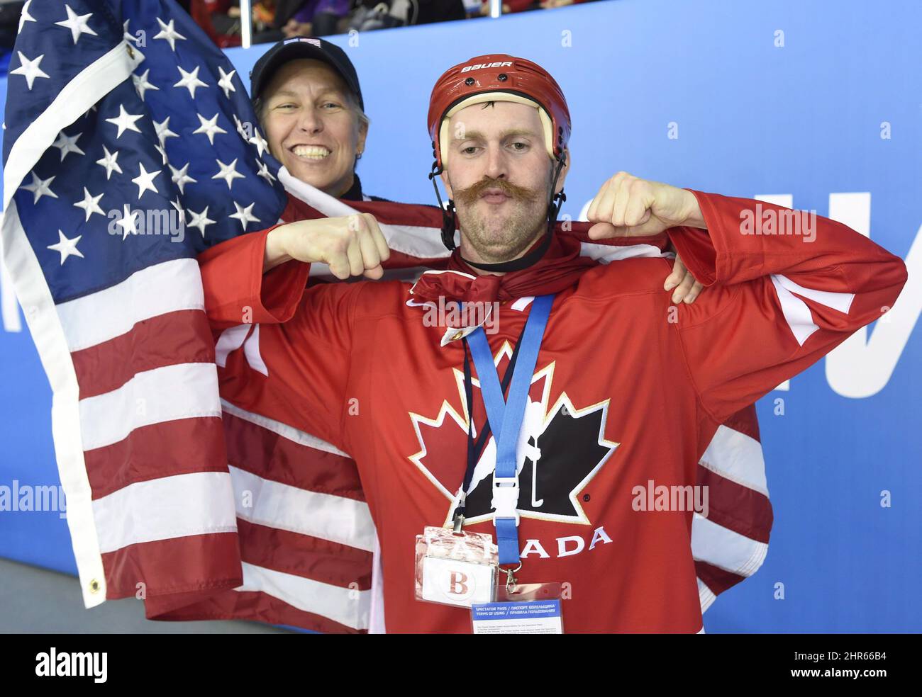 Scott Simms, from Calgary, hams it up with Jennifer Westpfahl prior to ...