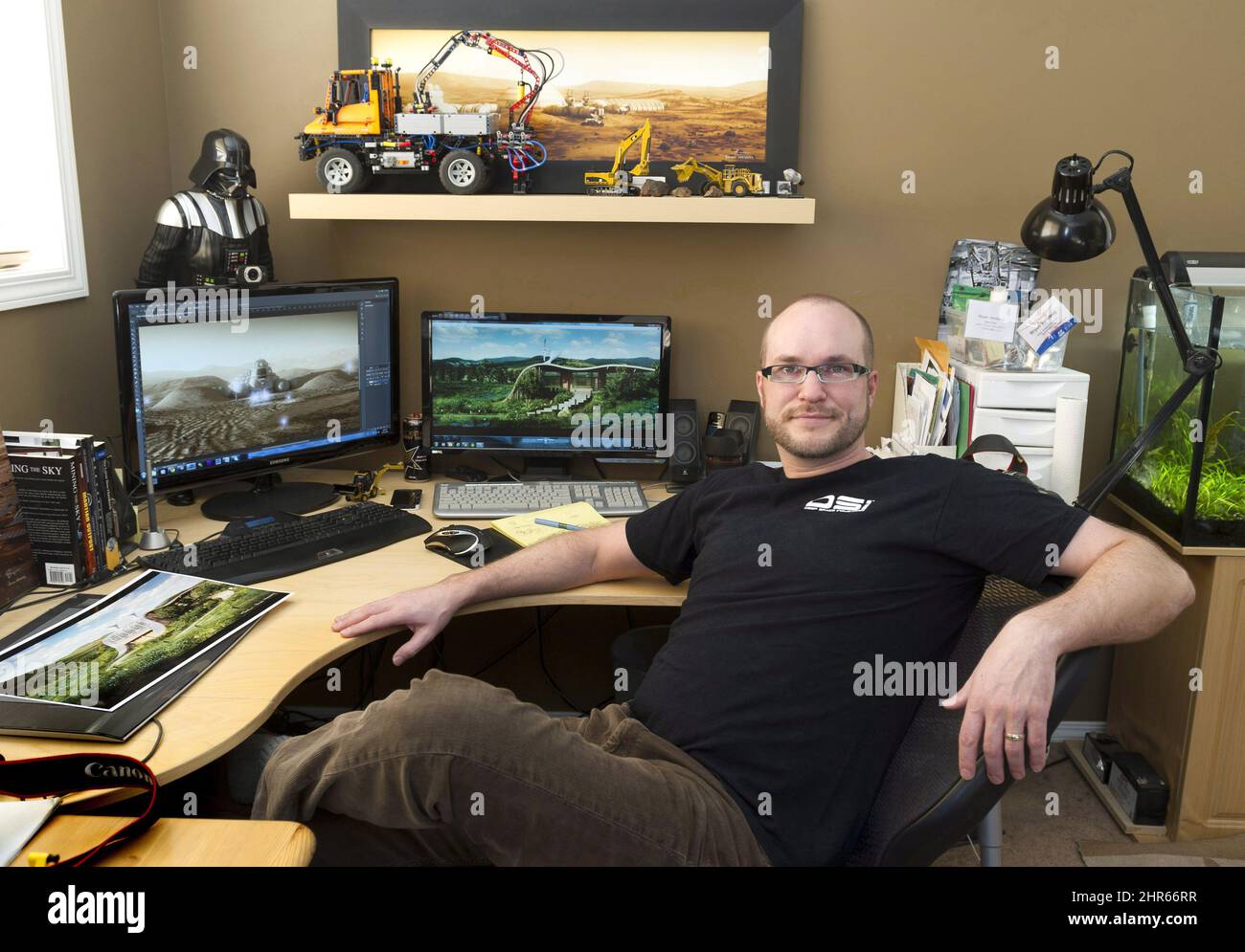 Space concept artist Bryan Versteeg at his home studio in Calgary ...