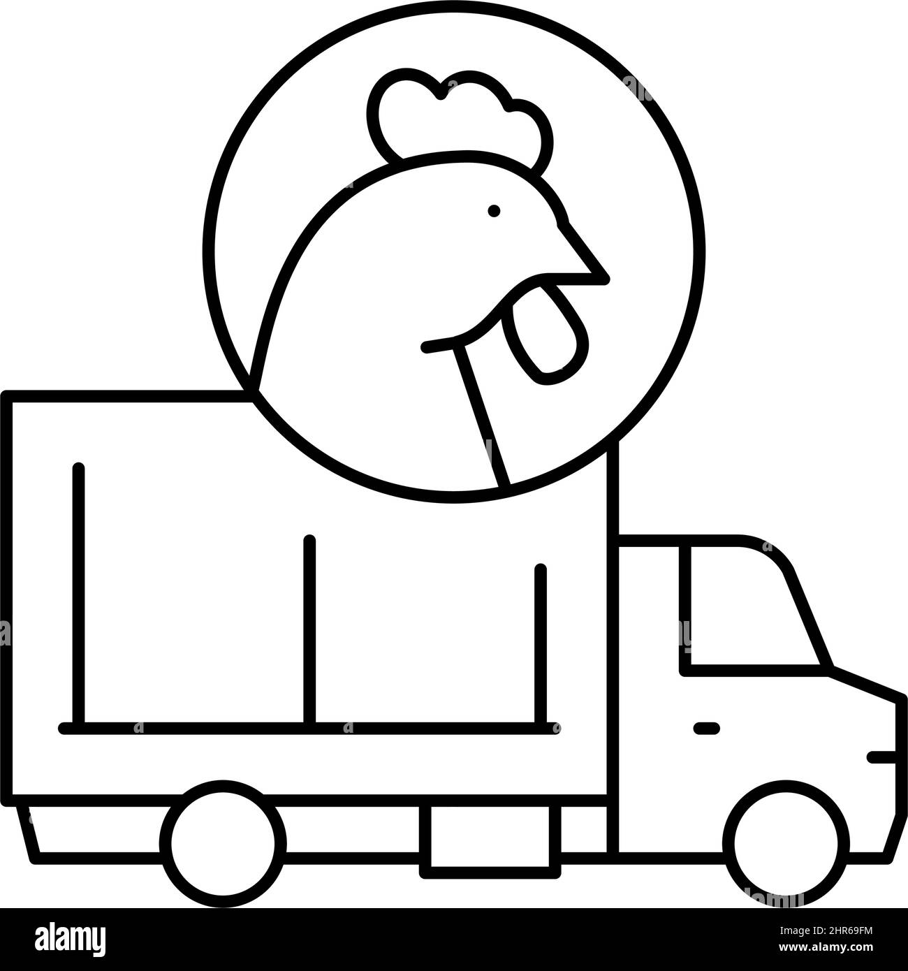 chicken truck transportation line icon vector illustration Stock Vector ...
