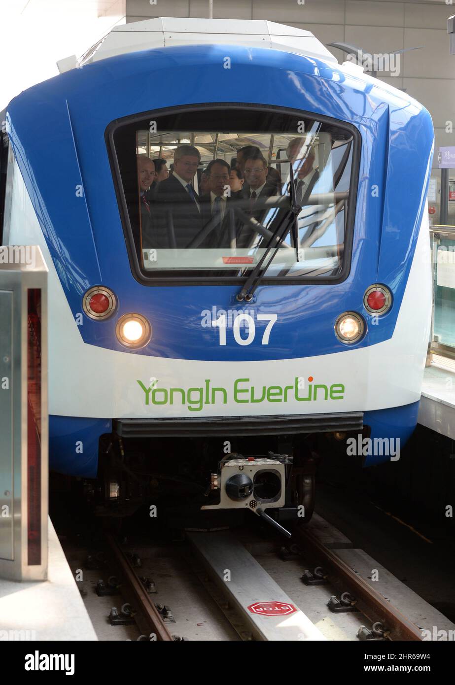 Prime Minister Stephen Harper tours the Bombardier Light Rail (LRT ...
