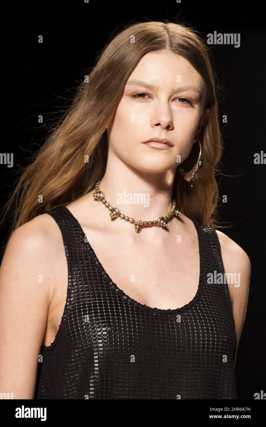 A model shows a creation from Beaufille while walking the runway during ...