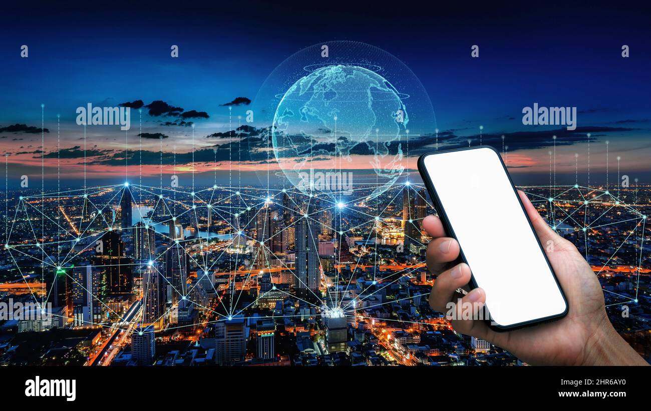 Smart connection network system, smart city network concept, 5G ...