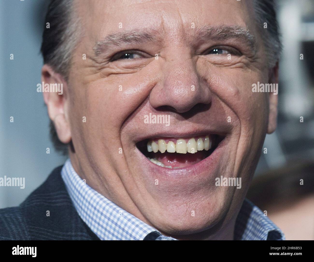 Coalition Avenir Quebec Leader Francois Legault laughs as he speaks to ...