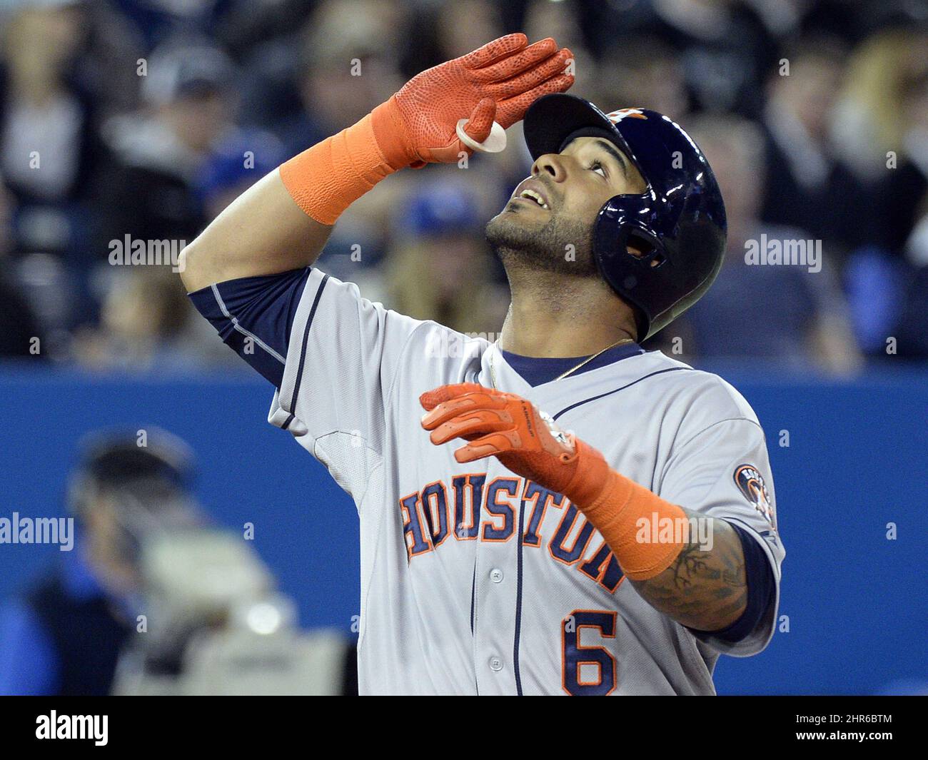 Houston Astros' Jonathan Villar celebrates after hitting a three run ...