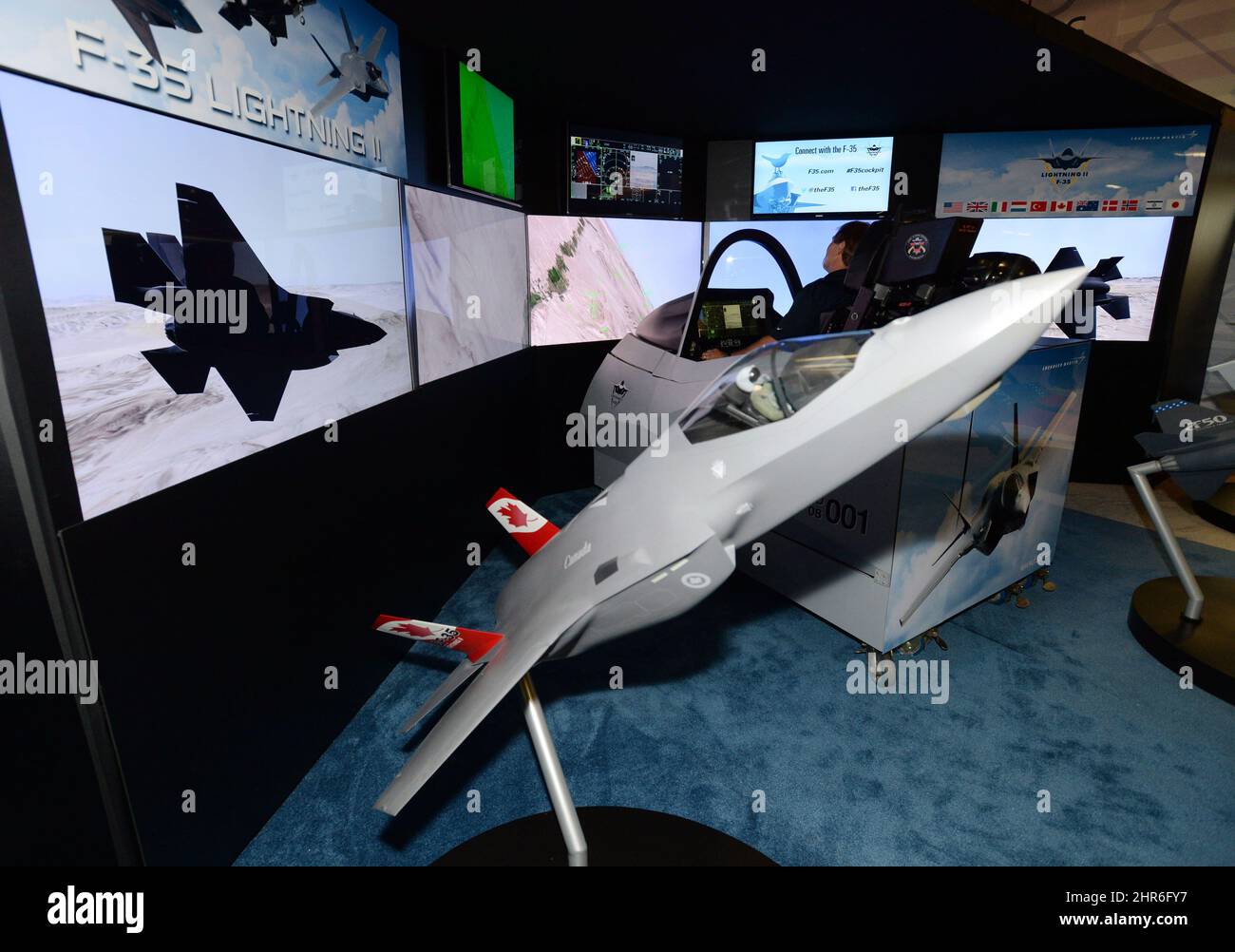 Lockheed Martin displays an F-35 simulator at the CANSEC trade show in ...