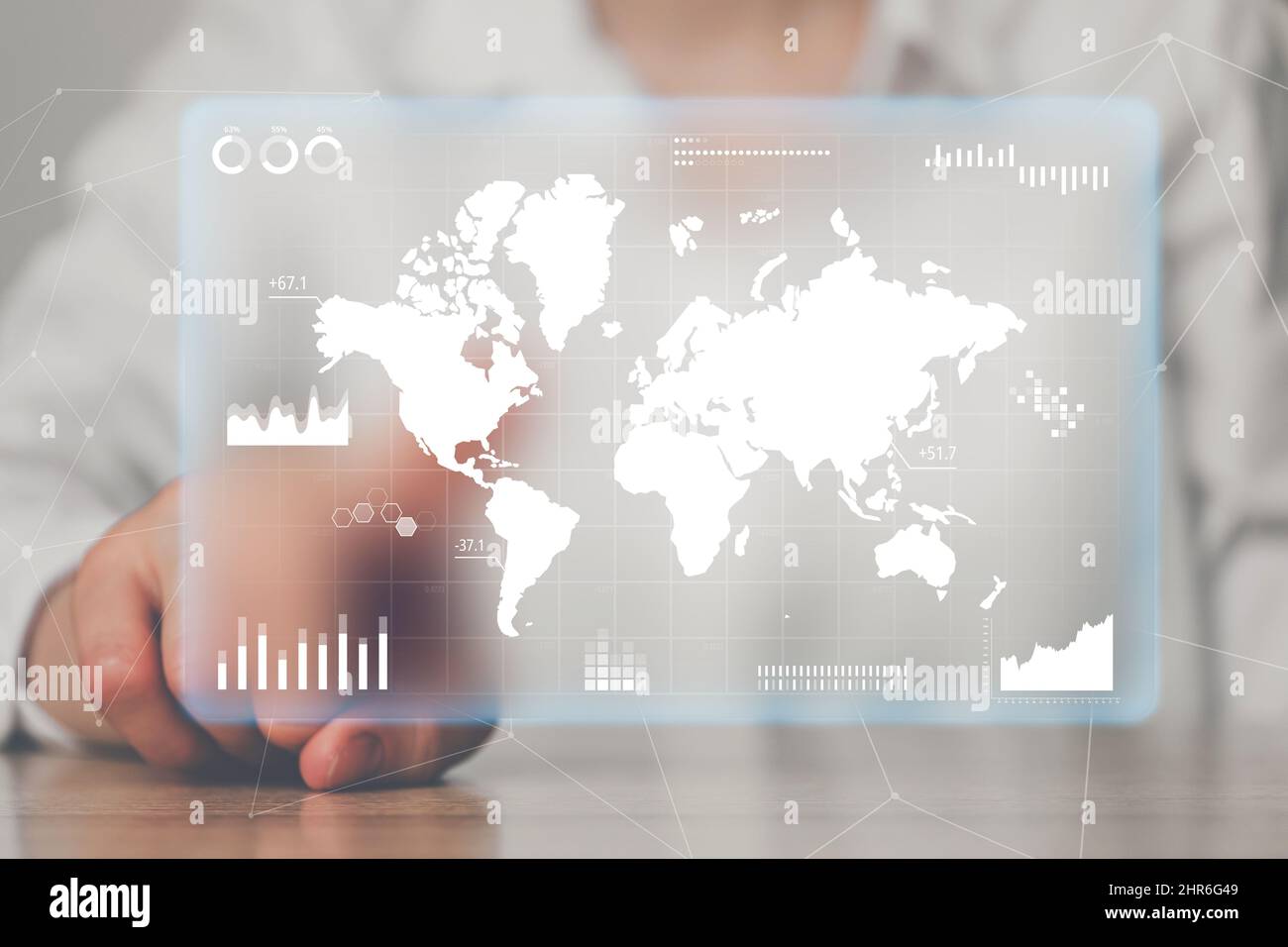 The concept of globalization. The person controls the processes on the ...