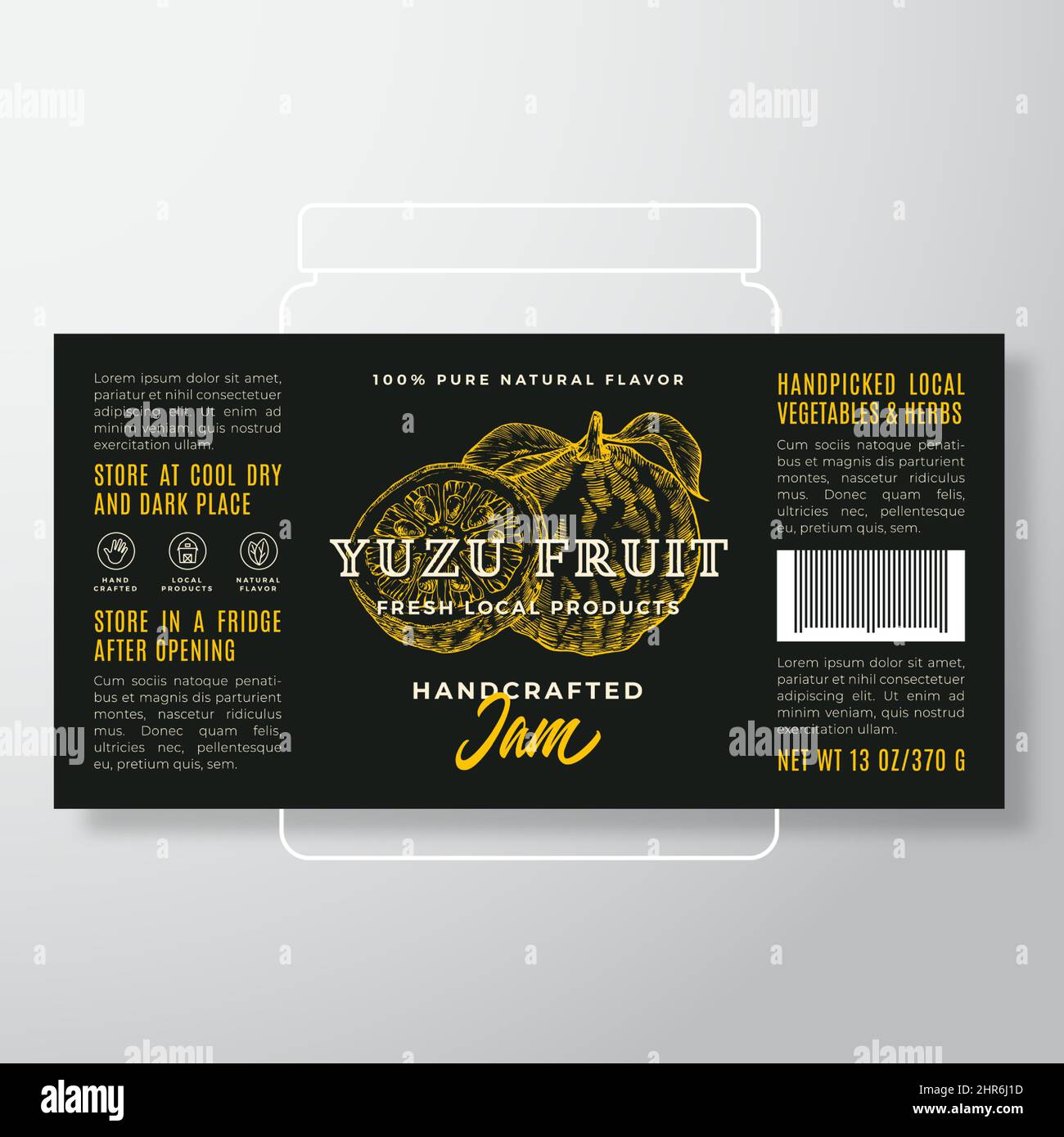 Handcrafted Fruit Jam Label Template. Abstract Vector Packaging Design ...