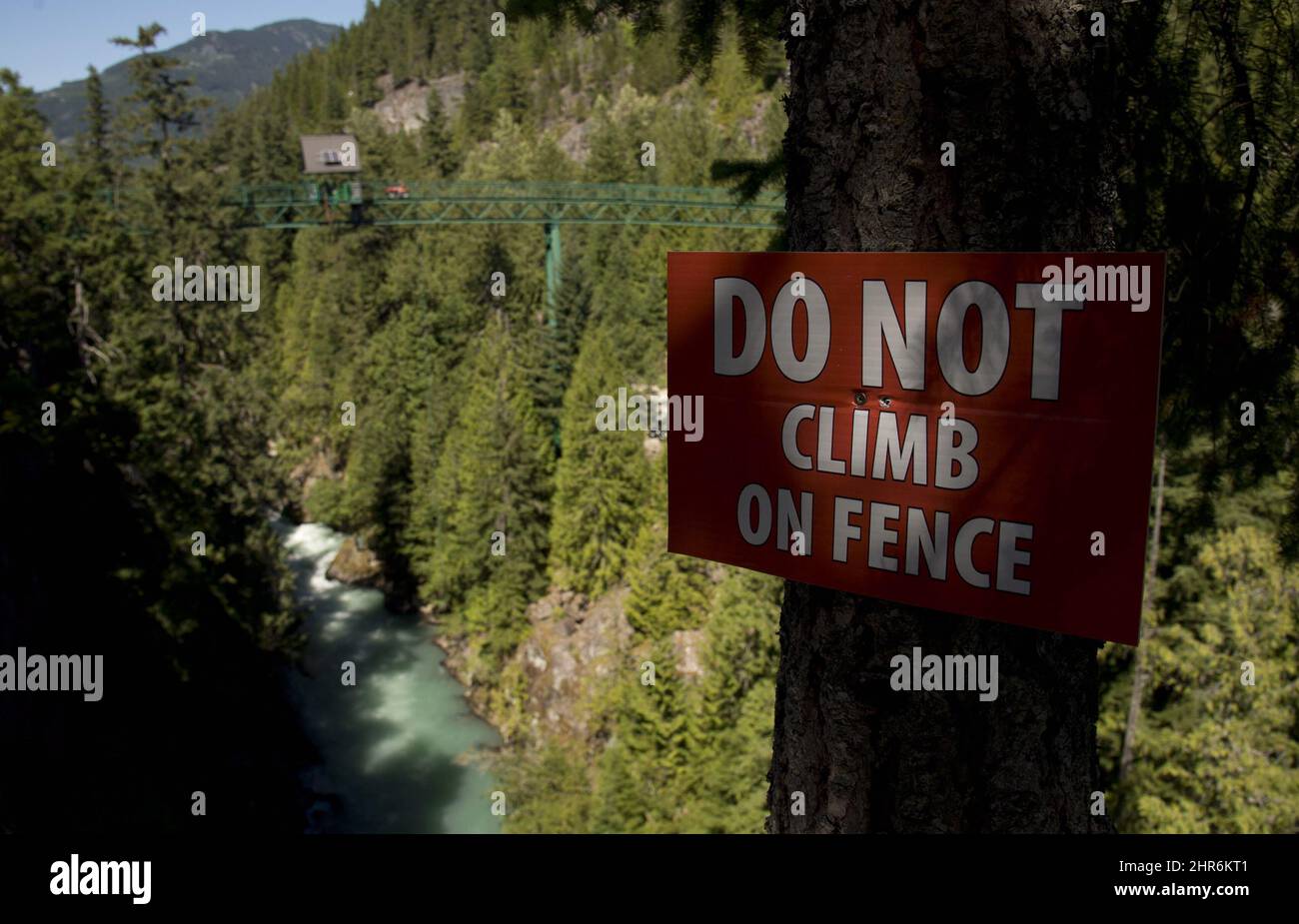 A safety sign is pictured at a photo location at Whistler Bungee in ...