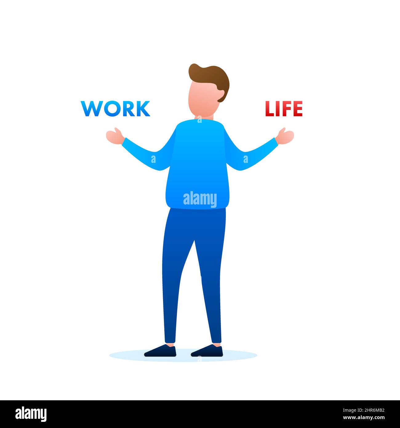 Man choosing between two options Work and Life. Vector stock ...