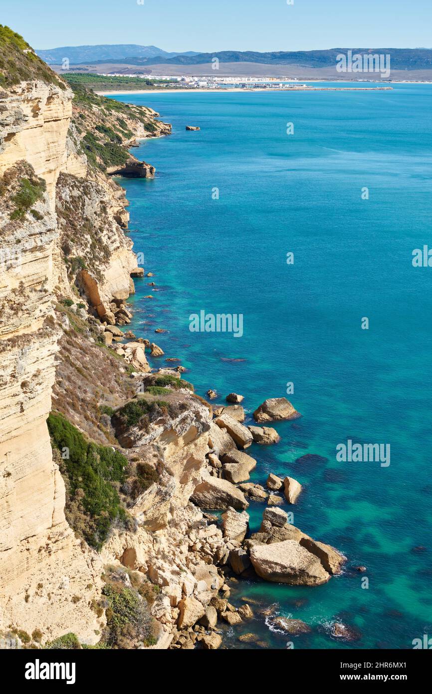 Vertical photo of the Cliffs of Barbate and Barbate Beach in Cadiz ...