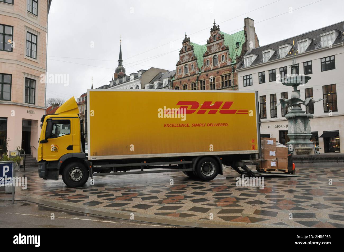 Copenhagen/Denmark./25 February 2022/.Deutsche DHL delivery truck in ...