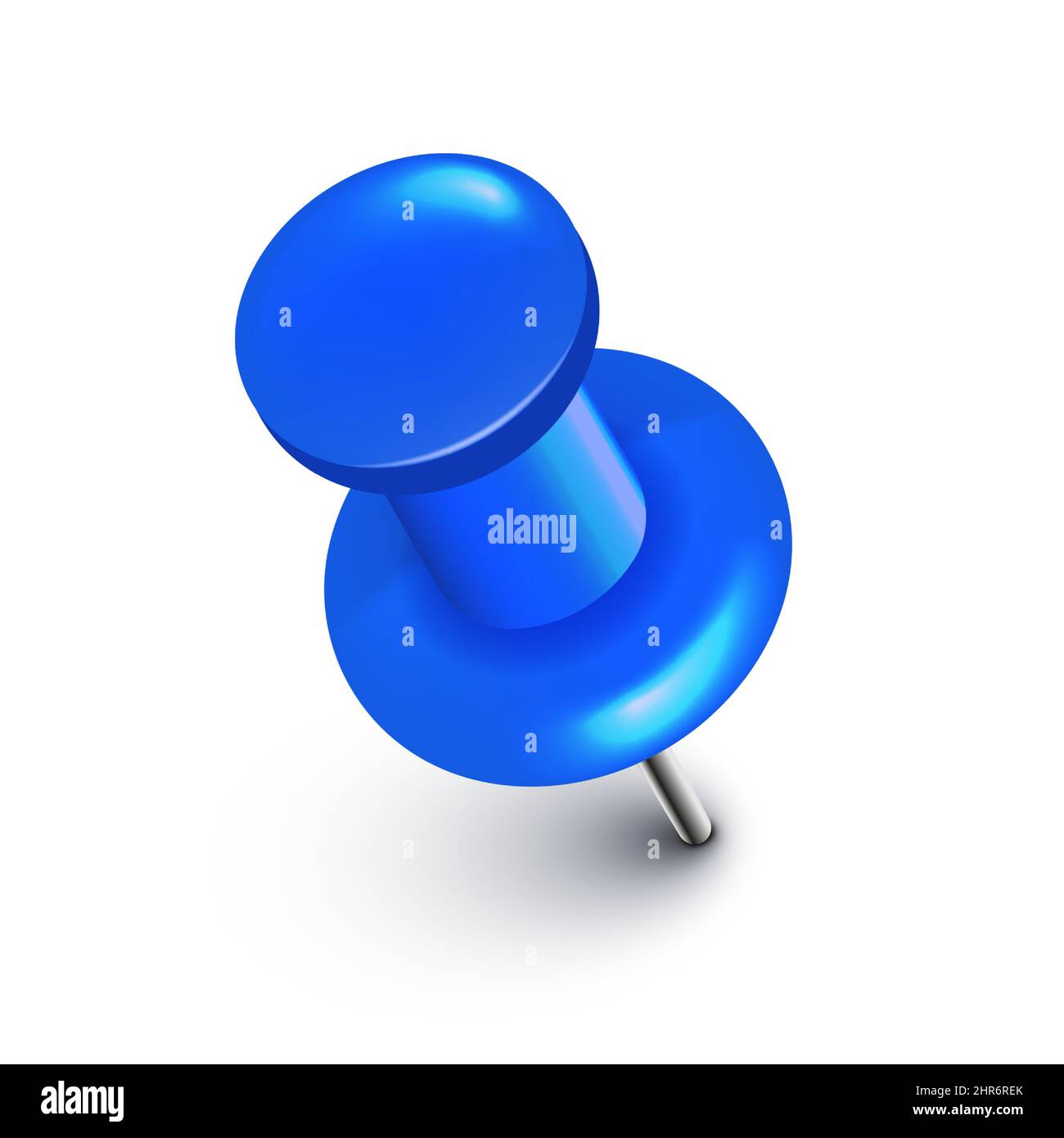 Realistic blue push pin. Board tack isolated on white background ...