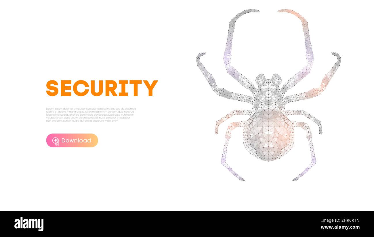 Virus spider in low poly style on blue background. Cybercryme ...