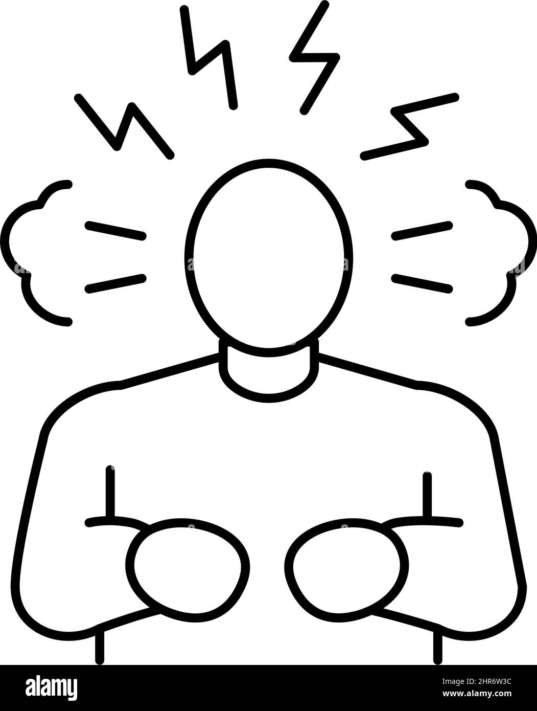 irritability, depression or anxiety line icon vector illustration Stock ...