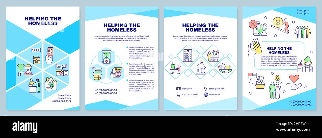 Helping homeless people turquoise brochure template Stock Vector Image ...