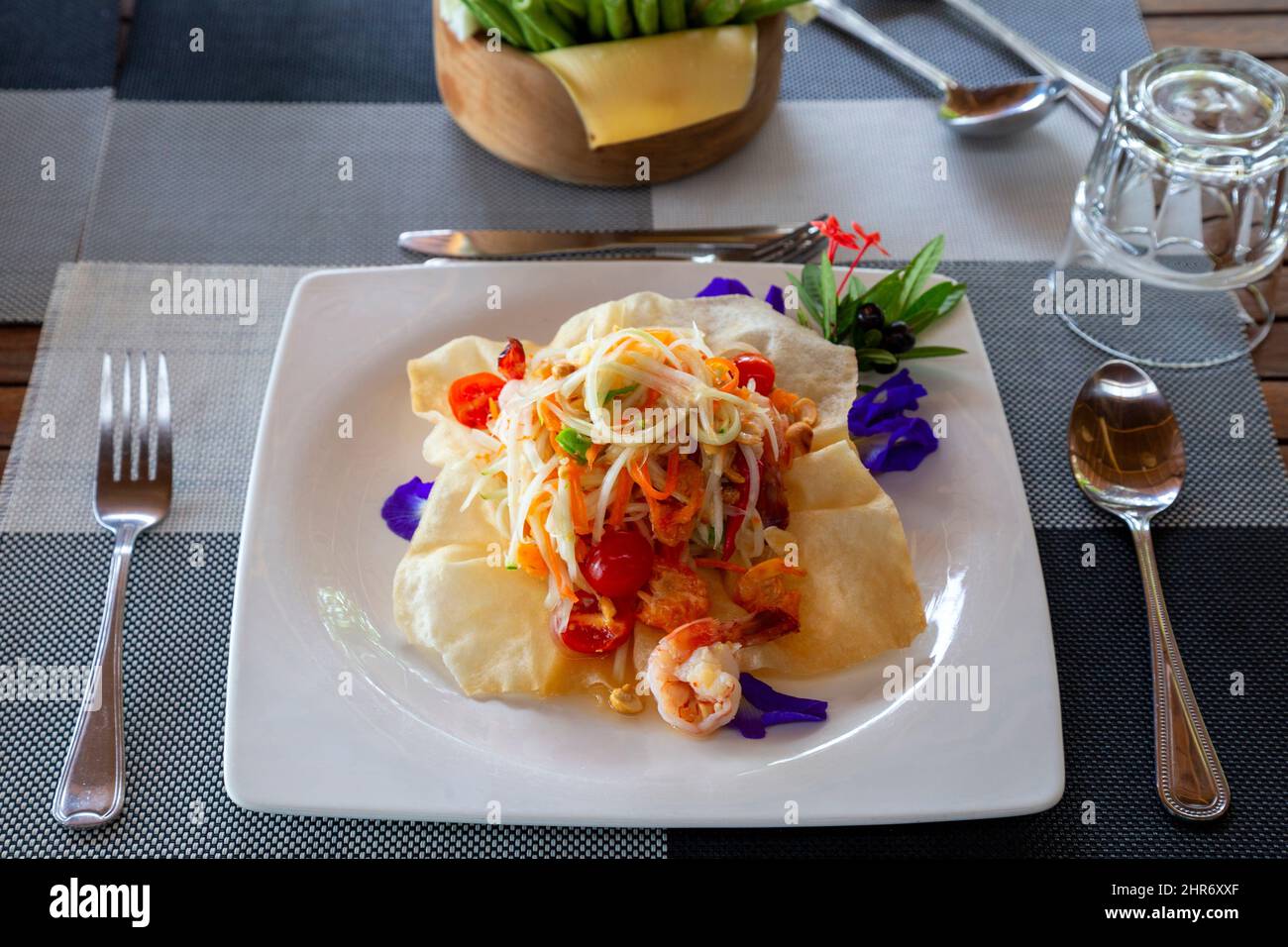 green papaya salad (traditional and modern thai food), traditional food ...