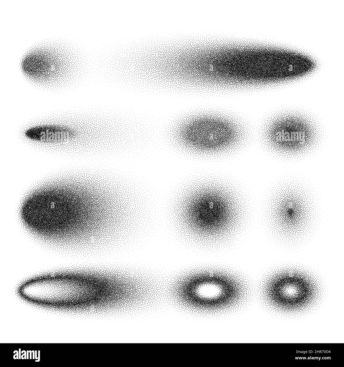 Stipple shadows set, dotted design elements. Fading gradient. Stippling ...